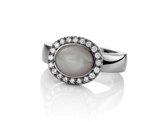 Jochen Pohl Selection Weißgold Damenring mit grauem Mondstein kaufen